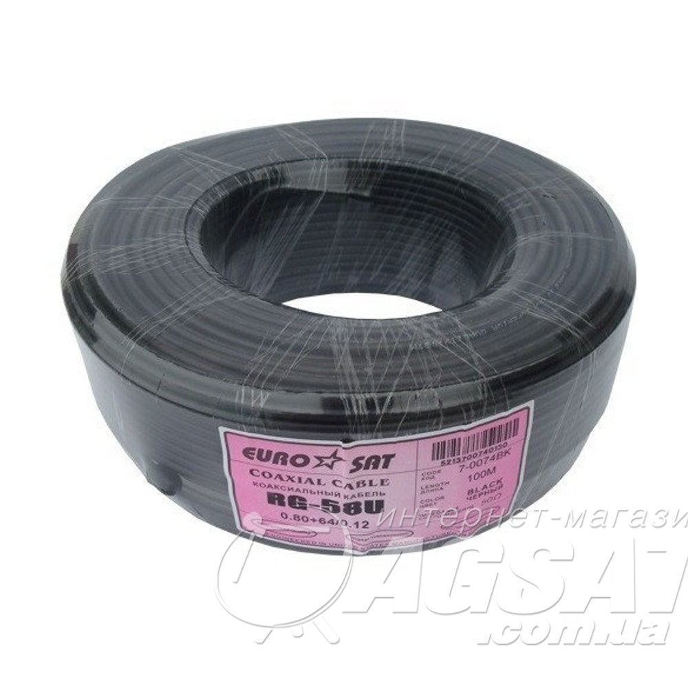Кабель коаксиальный RG-58 50Ω EuroSat black 1м