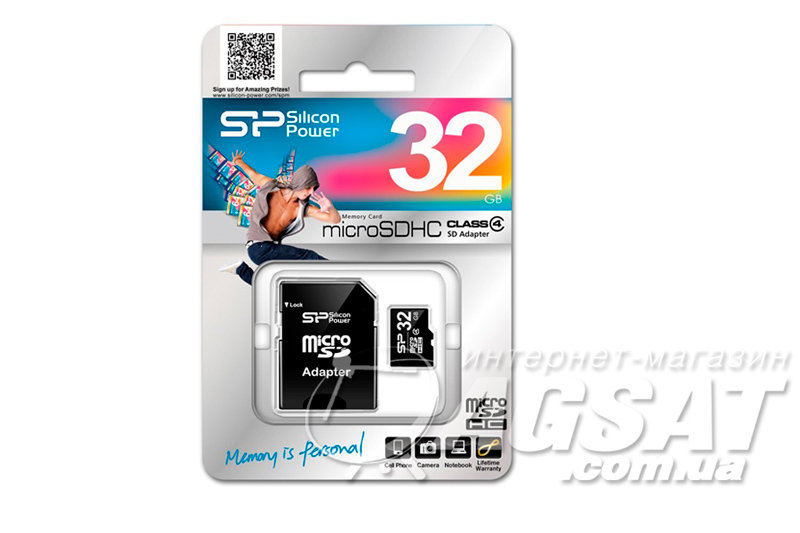 Карта памяти Silicon Power MicroSDHC 32Gb Class4: цена, купить SP MicroSDHC 32Gb