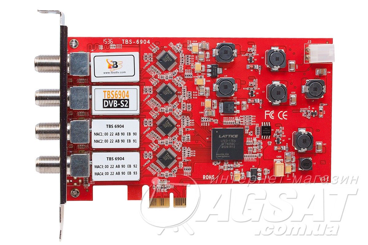 TBS6904 DVB-S2 Quad Tuner PCIe Card