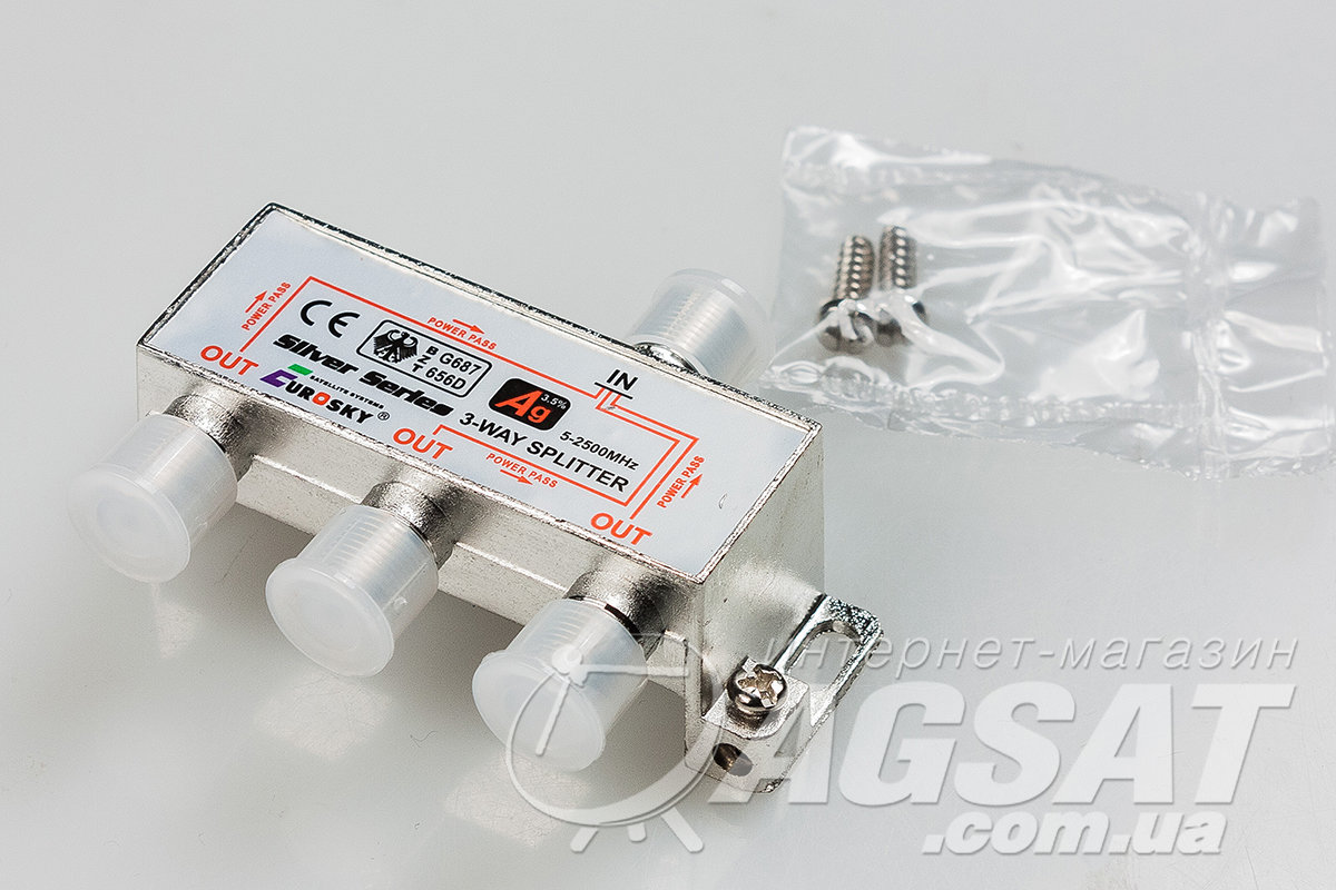 SAT Split 3 way 5 - 2500МГц з проходом живлення