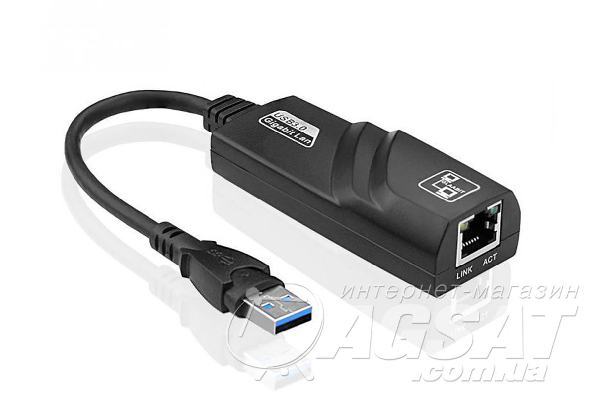 Мережева карта USB3.0-LAN AX88179, 100/1000 Mb/s, зовнішня, чорна