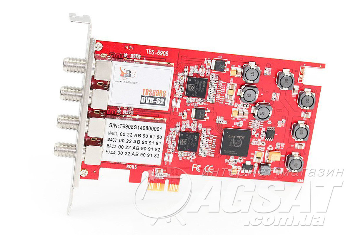 TBS6908 Professional DVB-S2 Quad Tuner PCIe Card